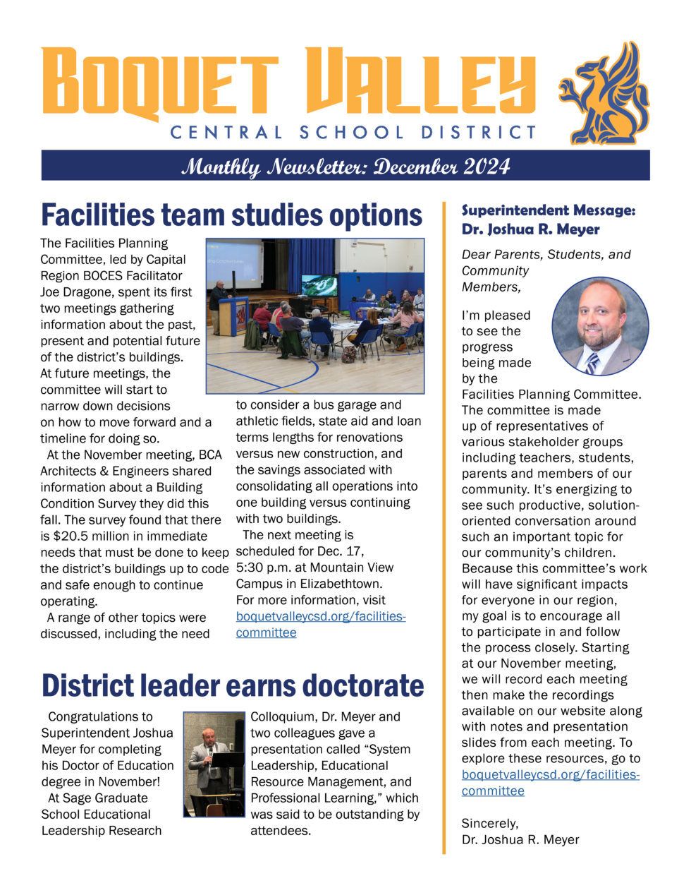December 2024 Newsletter | Boquet Valley Central School District